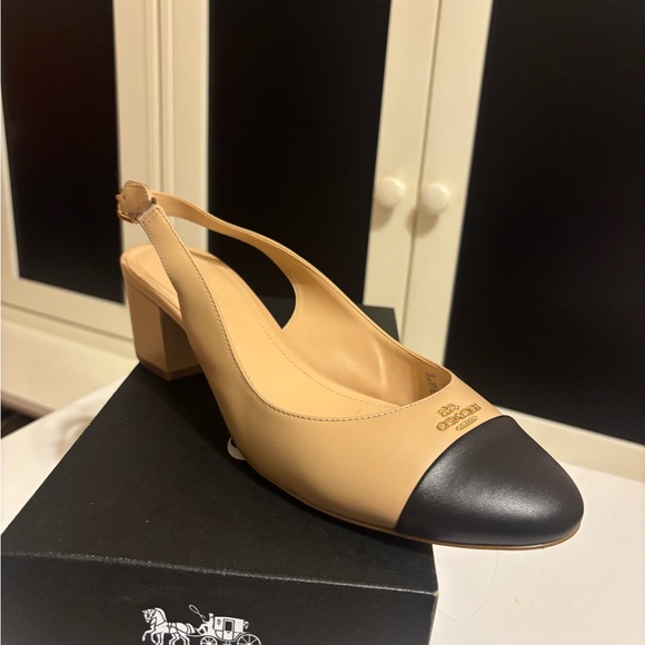 Coach | Shoes | Coach Erica Leather Slingback Heels | Poshmark